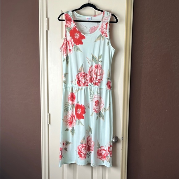LuLaRoe | Dresses | Lularoe Floral Midi Dress Light Blue And Red | Poshmark